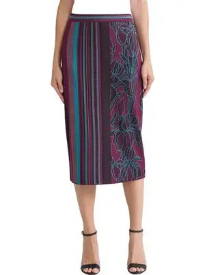 Ming Wang Jacquard Knit Midi Skirt - Midnight Violet/nebula