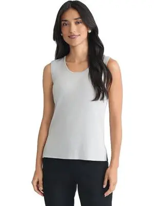 Ming Wang Scoop Neck Knit Tank - Silver