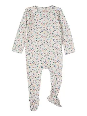 MINIMOI Candied Hearts Pointelle Footie - Multi Color Print