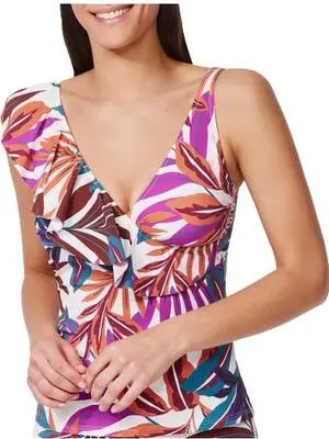 GOTTEX Plantopia Ruffle V Neck Tankini - Multi