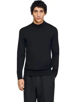 Sandro Wool High Neck Sweater Black
