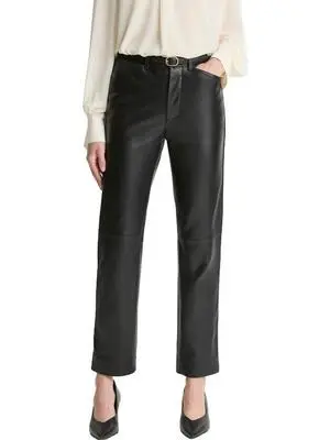 Vince Straight Leg Leather Pants - Black