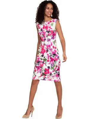 ALIE STREET LONDON Pippa Shift Petite Dress - Fuchsia Florals
