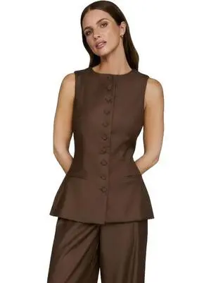 SIX STORIES Tailored Waistcoat - Chocolate