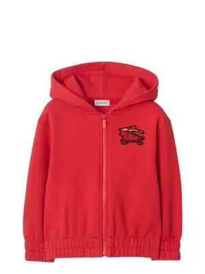 Burberry Ekd Cotton Zip Hoodie - Crayon Red