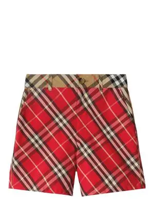 Burberry Check Cotton Shorts - Crayon Red