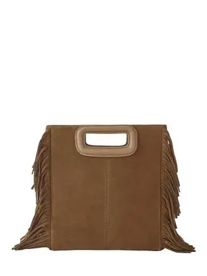 Maje Fringed Suede M Bag - Camel