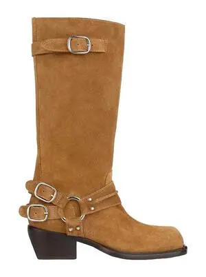 Sandro Leather Buckle Tall Boots - Camel