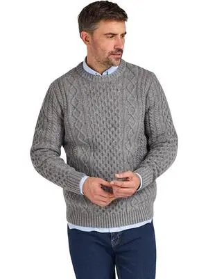 RAGING BULL Chunky Cable Crew Neck Knit Sweater