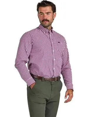 RAGING BULL Classic Long Sleeve Gingham Shirt - Purple