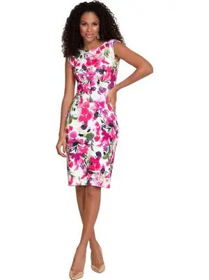 ALIE STREET LONDON Pippa Floral Print Shift Dress - Fuchsia Florals