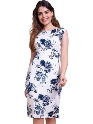 ALIE STREET LONDON Pippa Floral Print Shift Dress - Oyster Blue