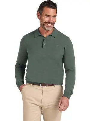 RAGING BULL Long Sleeve Knitted Polo Shirt - Sage