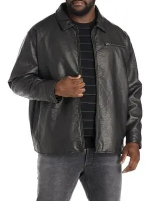 SYNRGY BY DXL Big & Tall Faux-leather Moto Jacket - Black