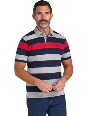 RAGING BULL Short Sleeve Contrast Stripe Polo Shirt - Red