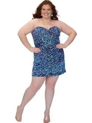 SYDNEY'S CLOSET Sequin Strapless Corset Mini Dress - Galaxy