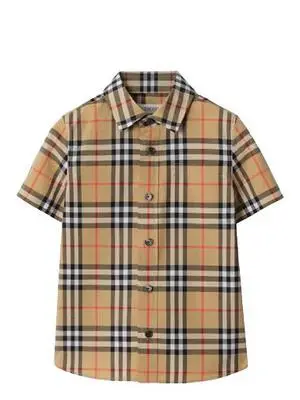Burberry Check Cotton Oxford Shirt - Sand Beige