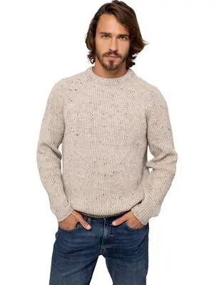 CELTIC & CO. British Ribbed Fisherman's Sweater - Oatmeal Fleck