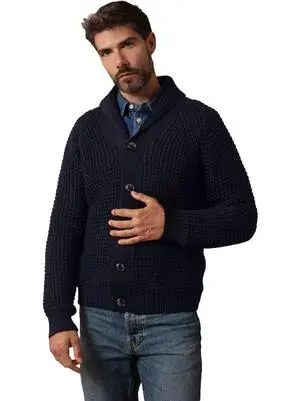 CELTIC & CO. British Waffle Stitch Cardigan Dark Navy