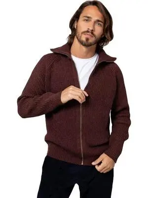 CELTIC & CO. British Ribbed Zip Cardigan Merlot