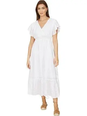 YUMI Cotton Broderie Anglaise Wrap Midi Dress
