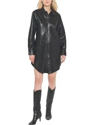 AS By DF Bonsoir Recycled Leather Shirtdress - Black
