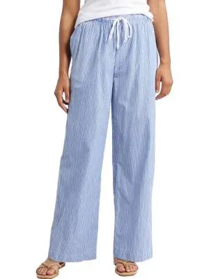 BEACHLUNCHLOUNGE Reed Stripe Cotton Pants - Maya Blue
