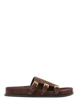 REISS Lauren Buckle-strap Sandals - Chocolate
