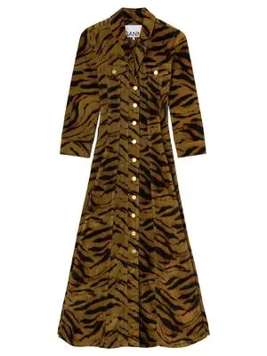 GANNI Long Dress With Tiger Print - Animalier