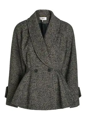 Chloé Herringbone Peplum Wool-blend Jacket - Brown