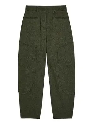 GANNI Mouline Cotton-blend Trousers - Dark Green