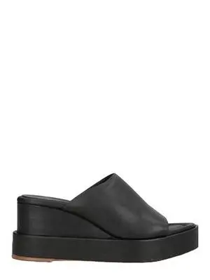 PALOMA BARCELO Leather Wedge Sandals - Black