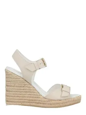 Hogan Pebbled Leather Espadrille Sandals - Off White