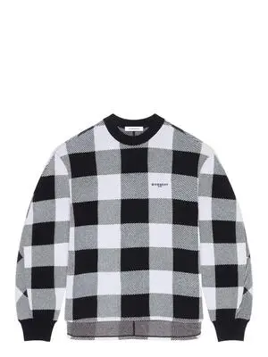 Givenchy Checked Wool Sweater Embroidered With Paris Signature - Black/white