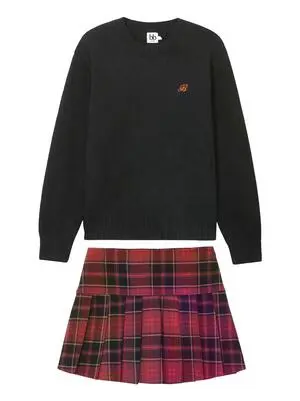 B+AB Tartan Pleated Skirt - Black