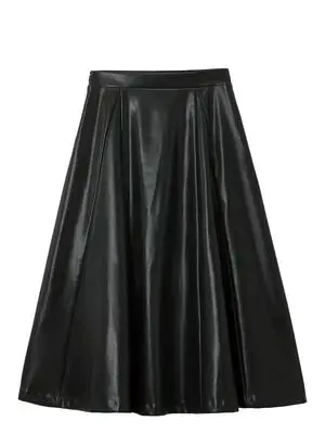 B+AB A-line Pleated Midi Skirt - Black