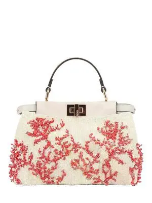 Fendi Peekaboo Mini Bag With Embellishments - Neutrals