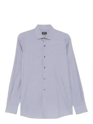 Zegna Buttoned Check-patterned Shirt - Blue