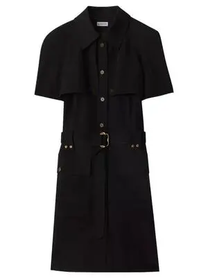 Burberry Buckle-belted Wool Dress - Black