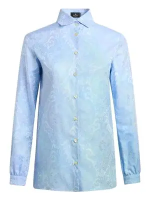 Etro Jacquard-motif Cotton Shirt - Blue