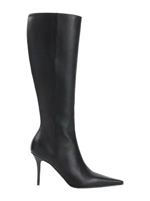 Amina Muaddi Pointed-toe Leather Boots - Black