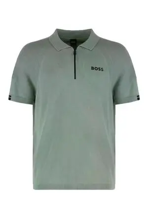 BOSS Ribbed-cuffs Zip-fastening Polo Shirt - Green