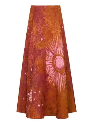 Johanna Ortiz Encanto De Isla Printed Jacquard Skirt - Brown