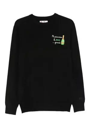 MC2 SAINT BARTH Embroidered Crew-Neck Sweater Black