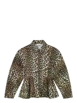 GANNI Leopard-print Shirt - Brown