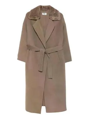 BETTA CORRADI Panelled Collar Belted Coat - Neutrals