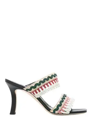 Manolo Blahnik 95mm Mabecomu Woven Sandals - Neutrals