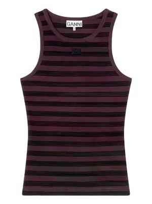 GANNI Striped Tank Top - Brown