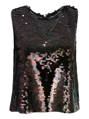 Staud Sequin-embellished Top - Black