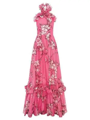 LEO LIN Isabelle Ruffled Floral Maxi Dress - Pink